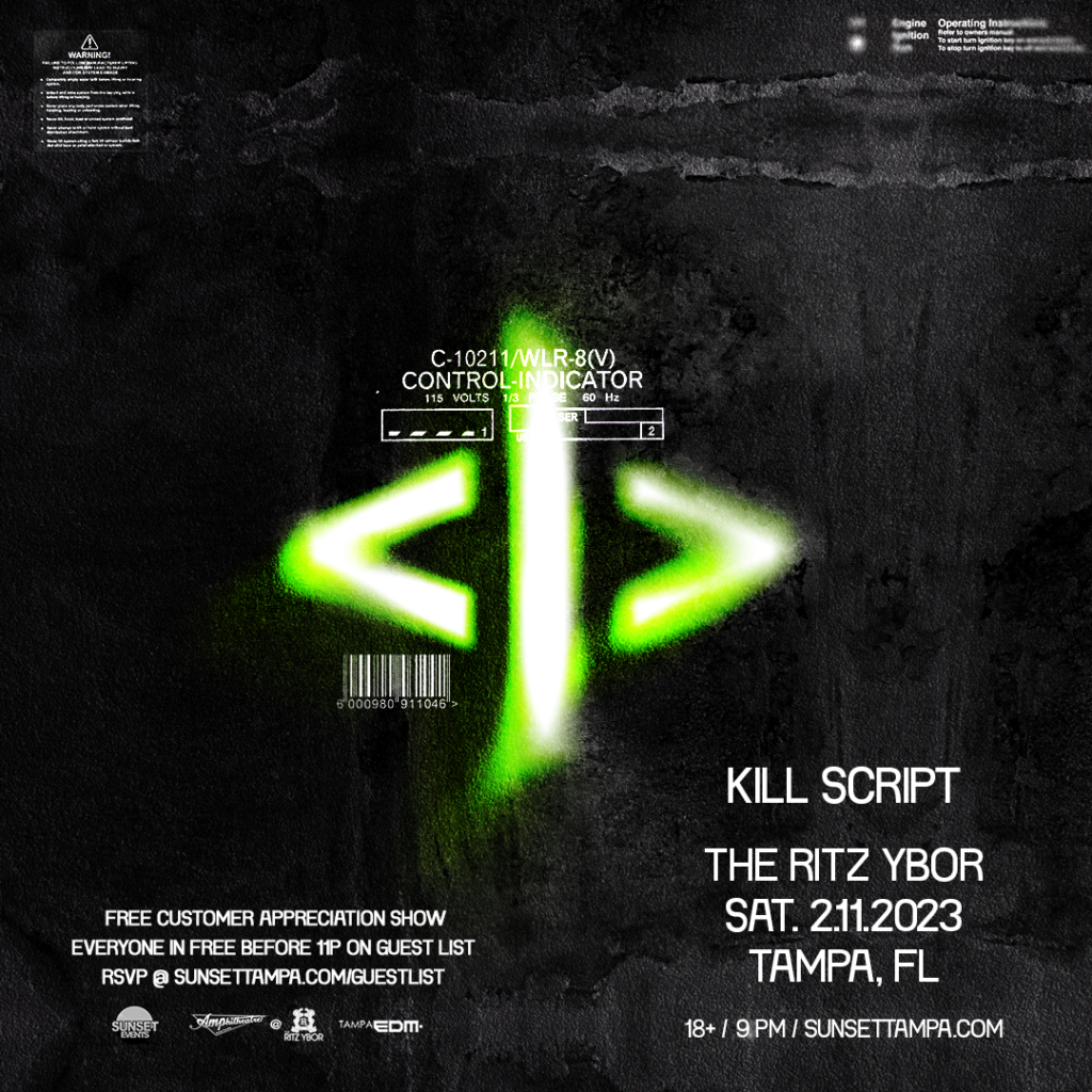 KILL SCRIPT for Sunset Saturday at The RITZ Ybor - 2/11/2023 - Sunset Events
