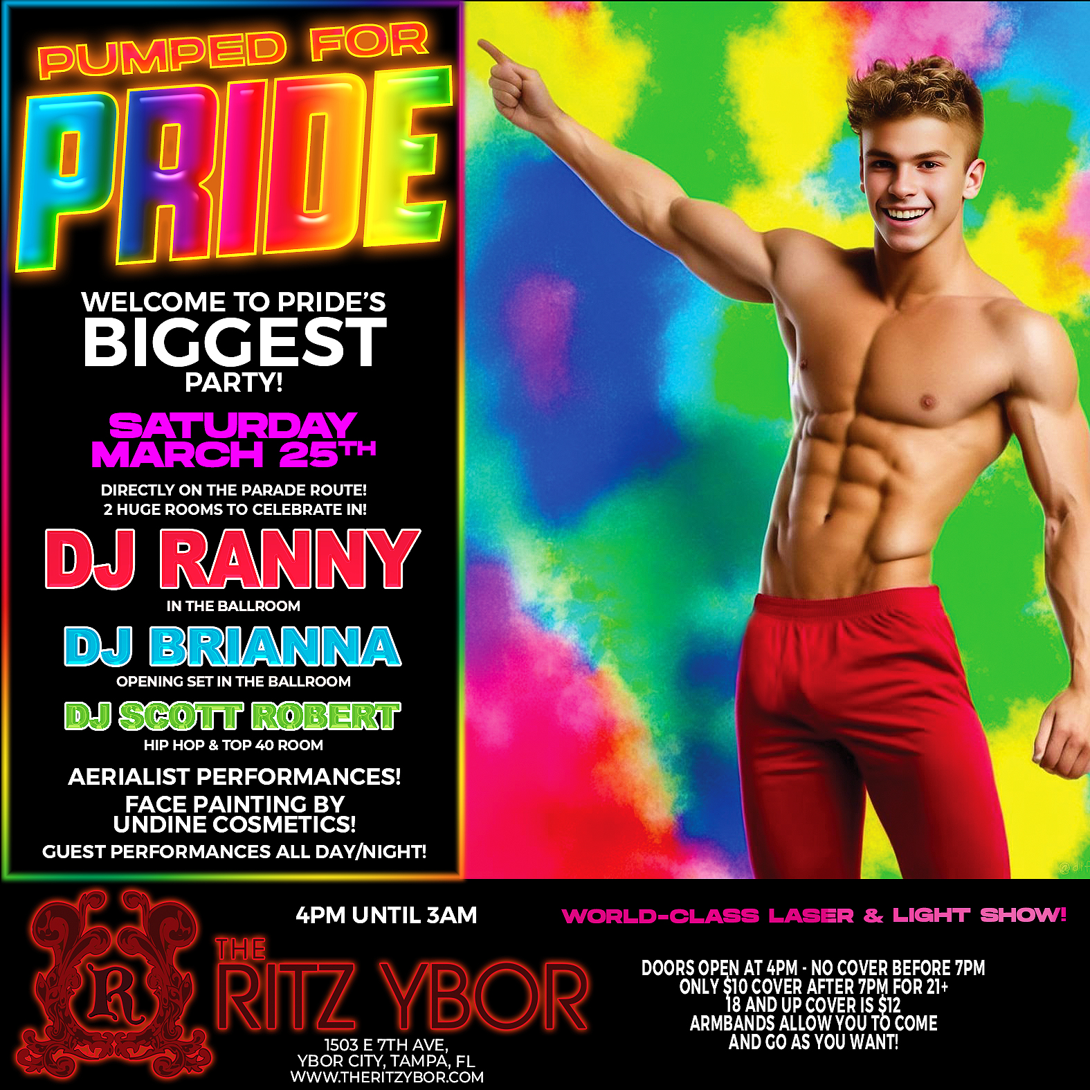 Pumped For Pride - Pride's Biggest Party at The RITZ Ybor - 3/25/2023 - Sunset Events