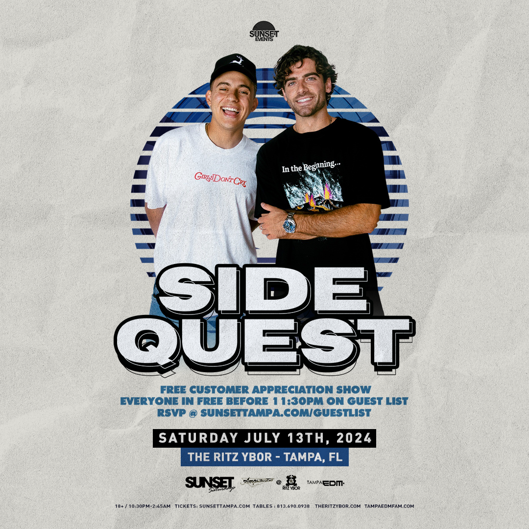 Sidequest for Sunset Saturdays at The RITZ Ybor - 7/13/2024 - Sunset Events